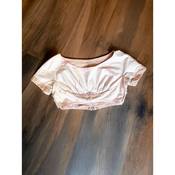 Vintage | Tops | 6s Vintage Silk Brocade Pink Crop Top Bodice Blouse ...